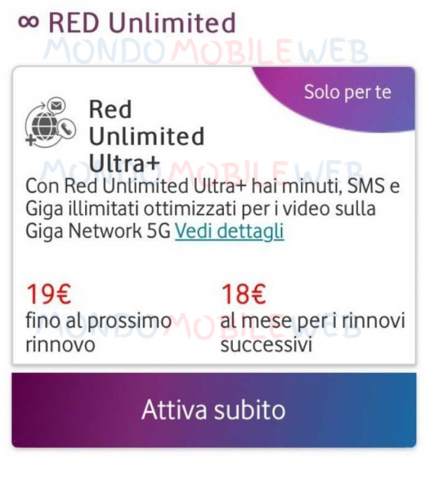 Vodafone Red Unlimited CB con Giga, minuti e SMS illimitati proposte a ...